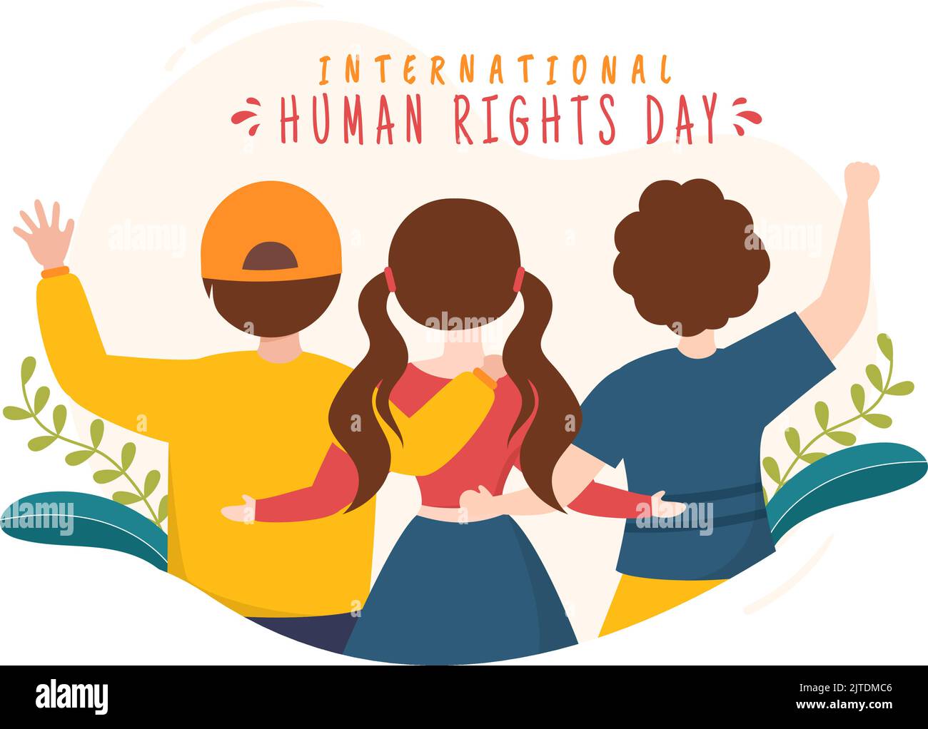 Human Rights Day Template Hand Drawn Flat Cartoon Illustration with ...
