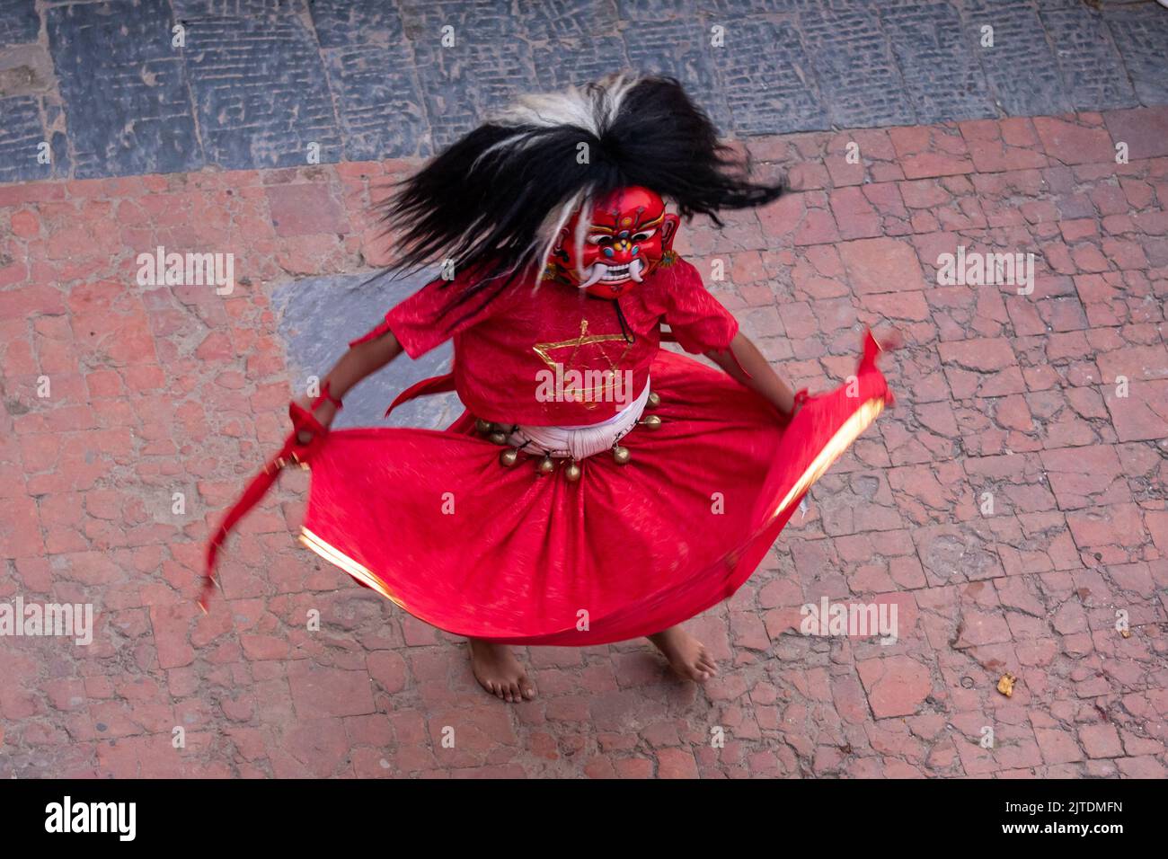 Devotees are pictured as they circumambulate Bagh Bhairab temple on the ...