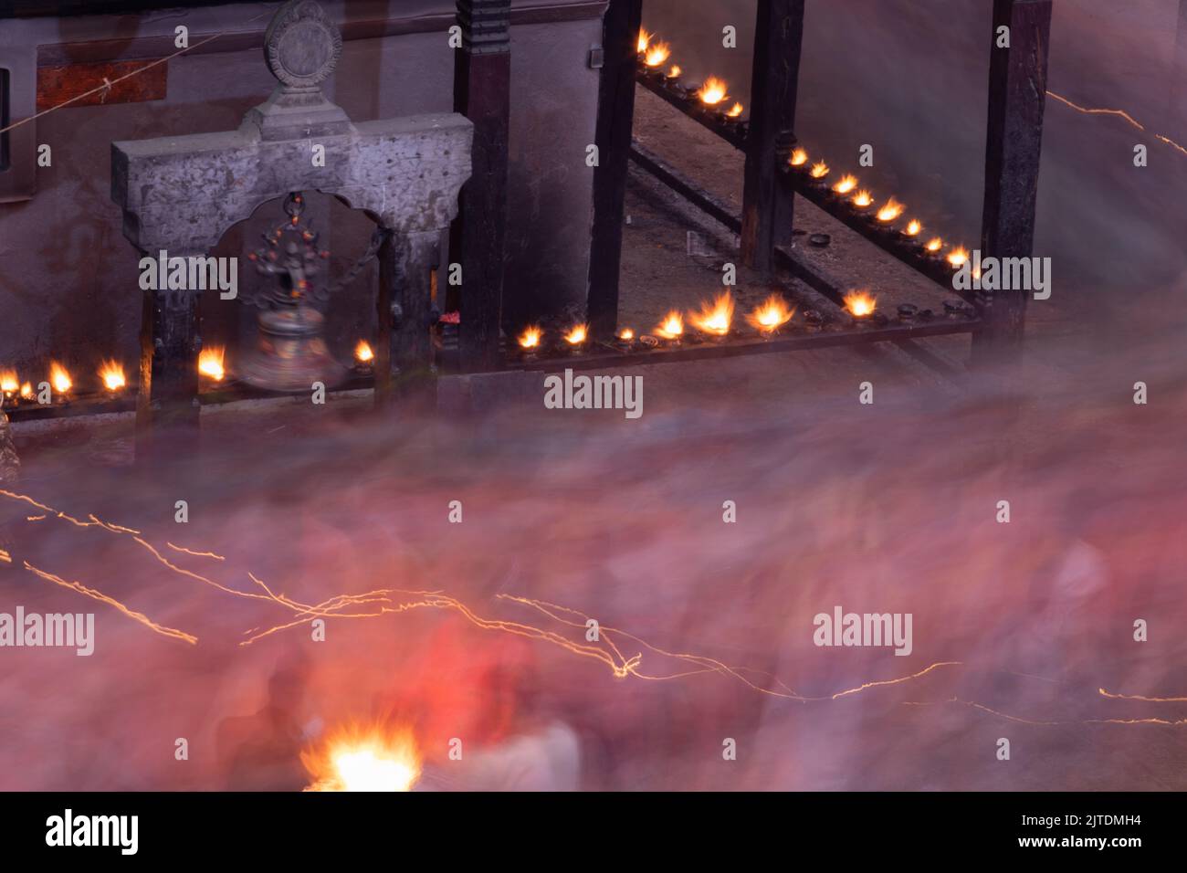Devotees are pictured as they circumambulate Bagh Bhairab temple on the ...