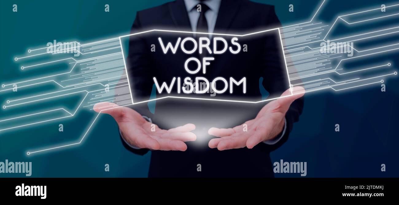 Text caption presenting Words Of Wisdom. Business approach Expert ...