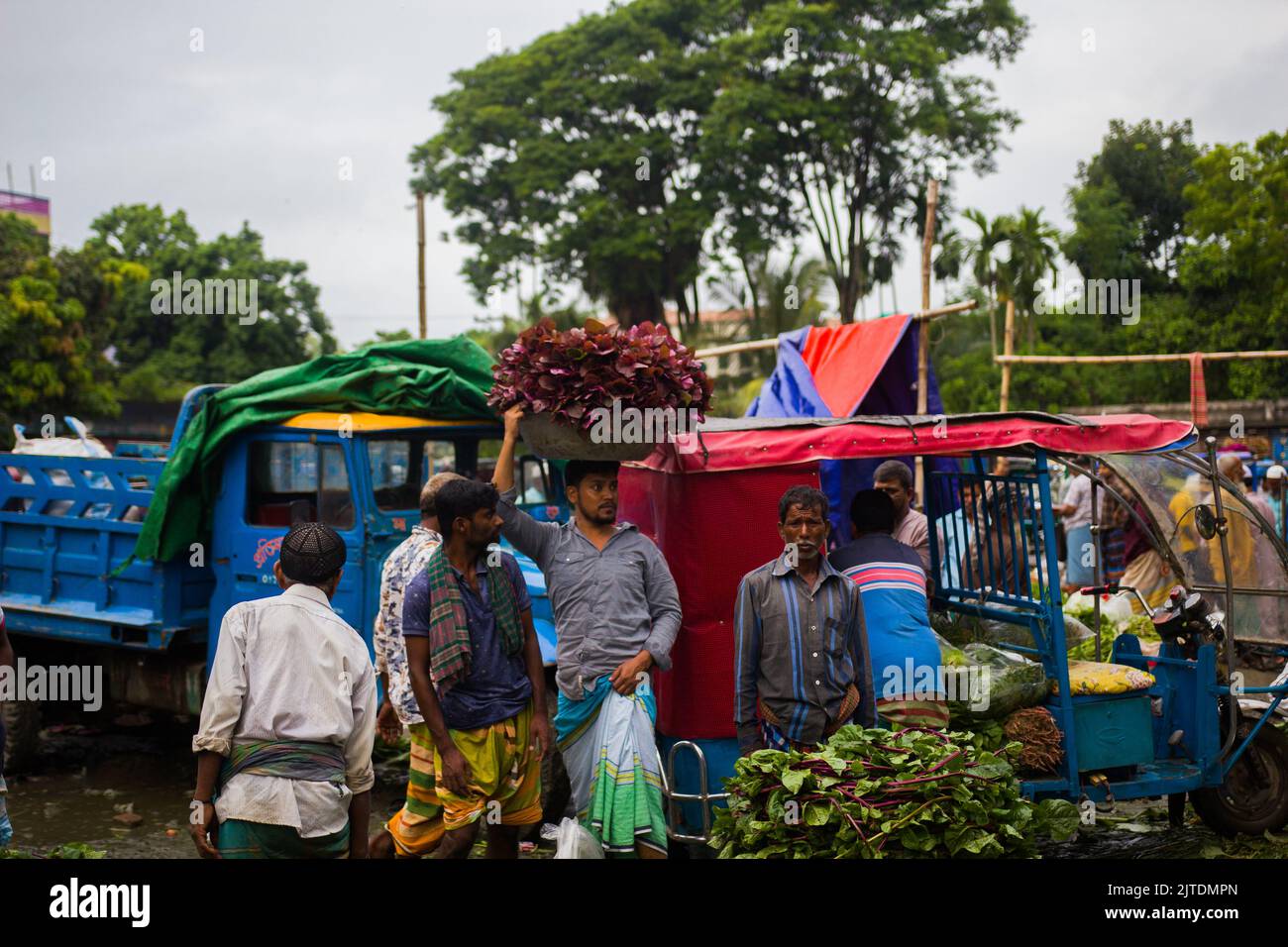 A scenery of a rural vegetable market at Kalatia, near Dhaka. Farmers ...
