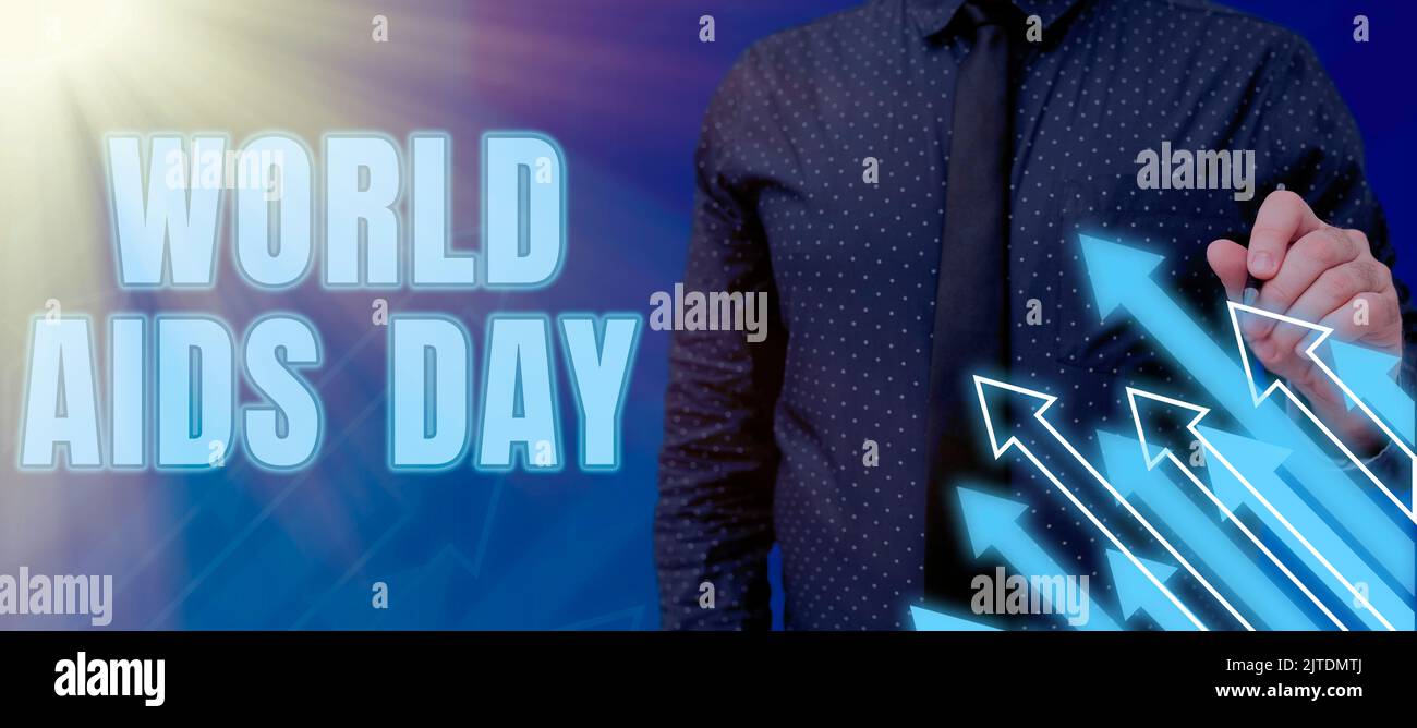 Hand writing sign World Aids Day. Business approach 1st December ...
