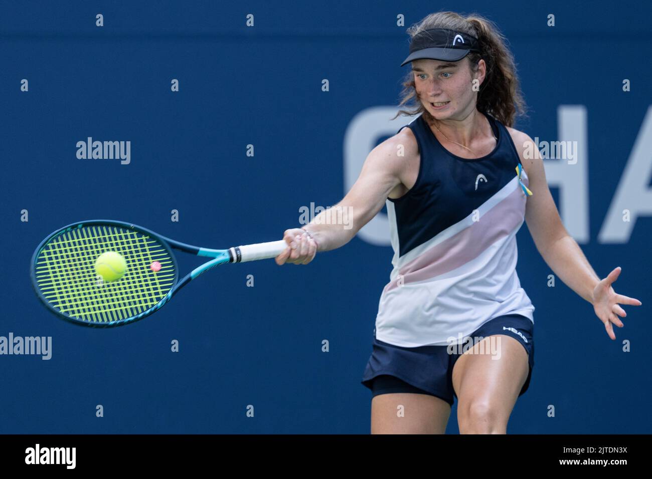 New York, NY - August 29, 2022: Daria Snigur of Ukraine returns ball ...