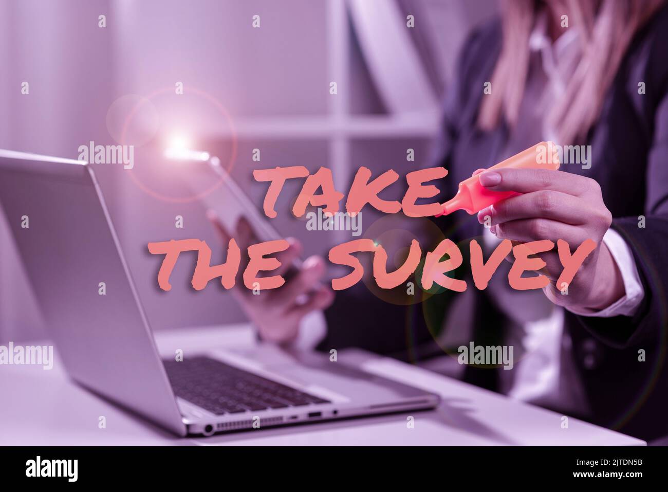 Text showing inspiration Take The Survey. Business showcase Fill in the ...