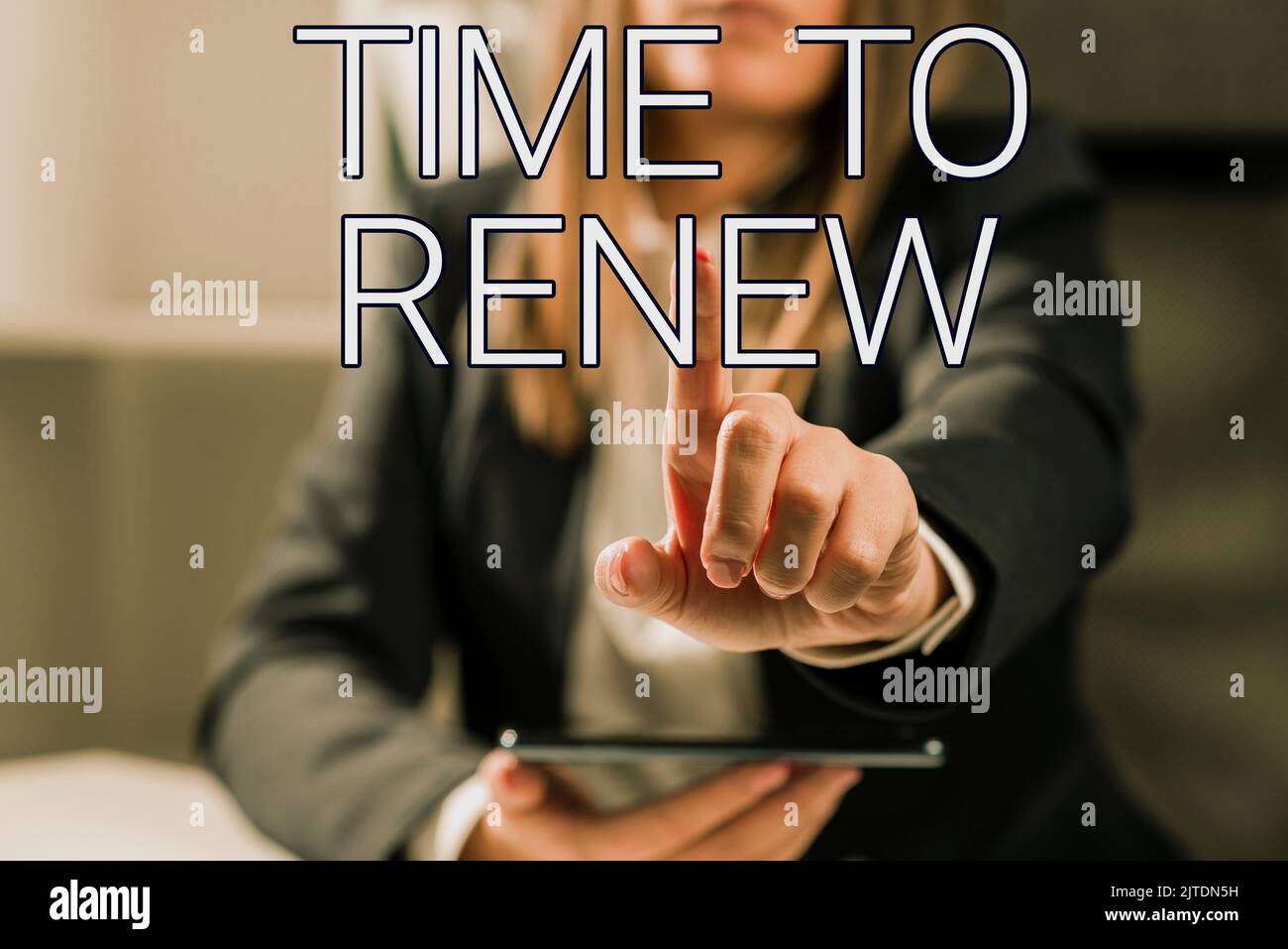 Hand writing sign Time To Renew. Word Written on Continue the insurance ...