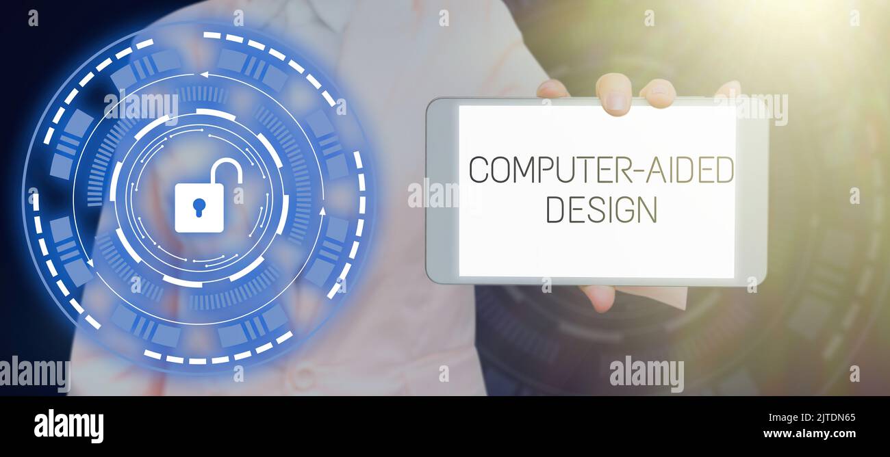 Text caption presenting Computer Aided Design. Business concept CAD ...