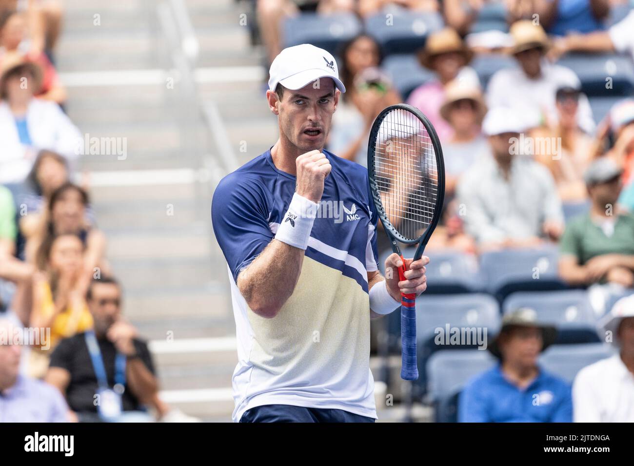 New York, NY - August 29, 2022: Andy Murray of Great Britain reacts ...