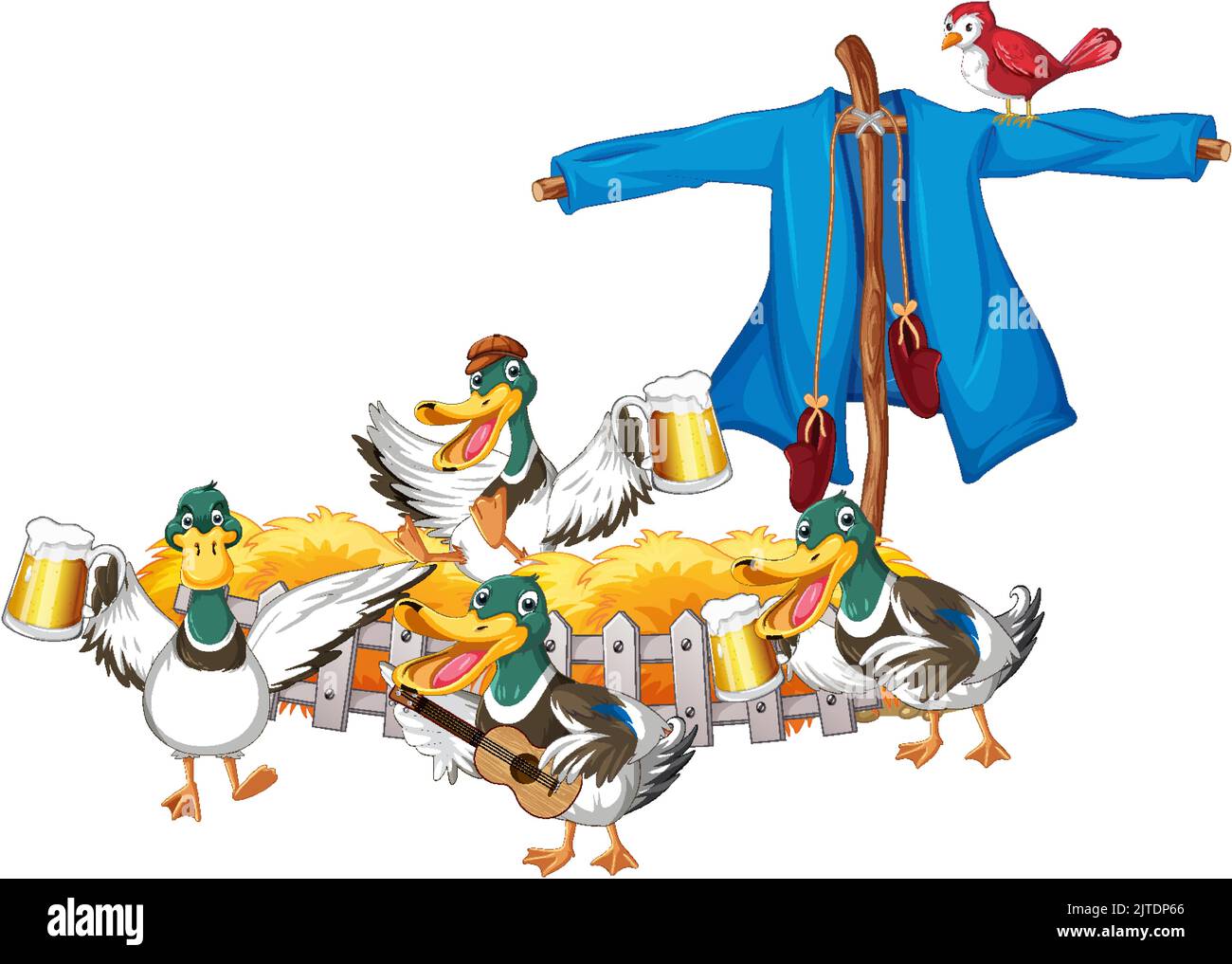 Farm animal concept with wild ducks cartoon illustration Stock Vector ...