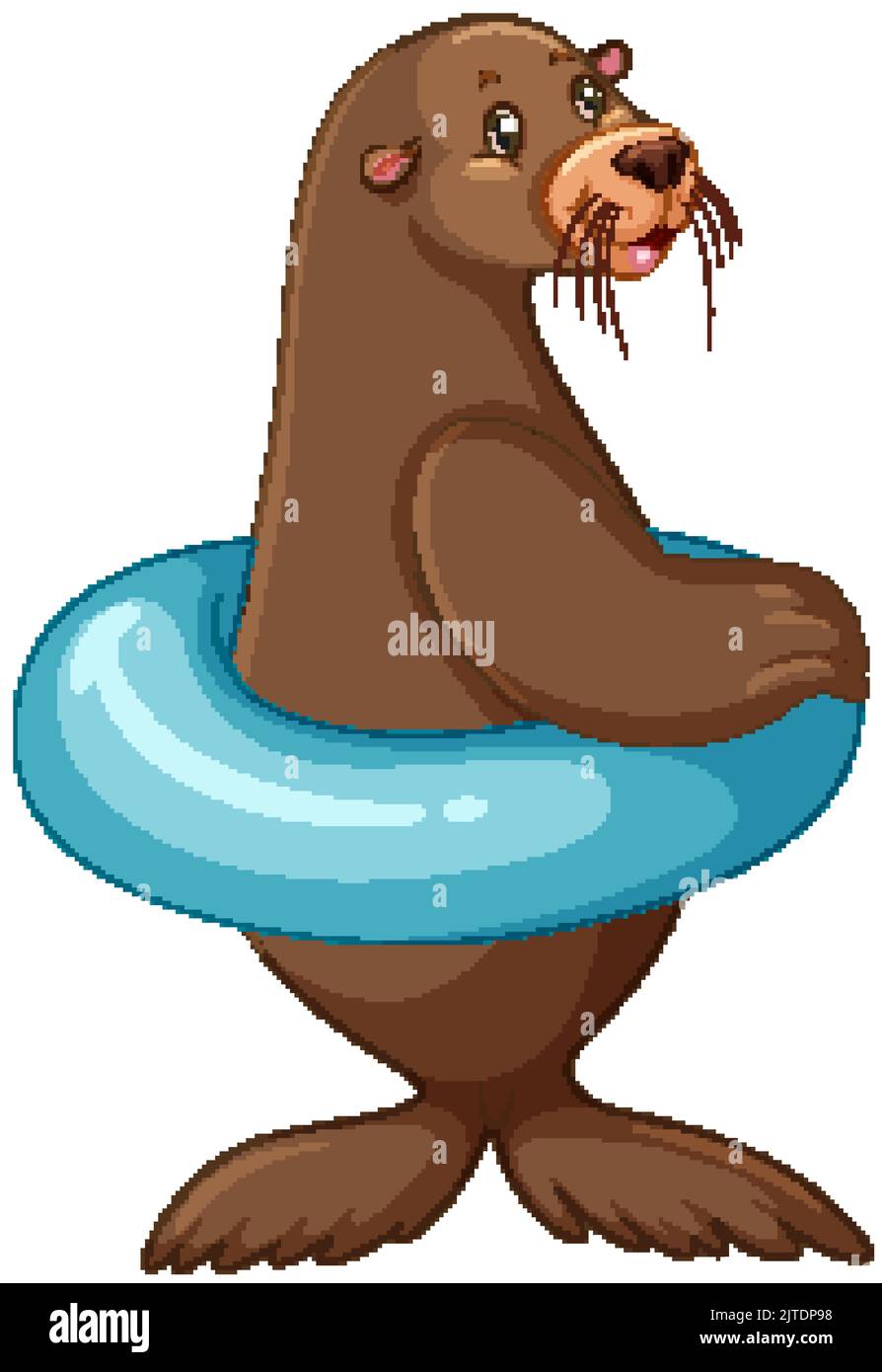 Sea lion wearing inflatable ring illustration Stock Vector Image & Art ...
