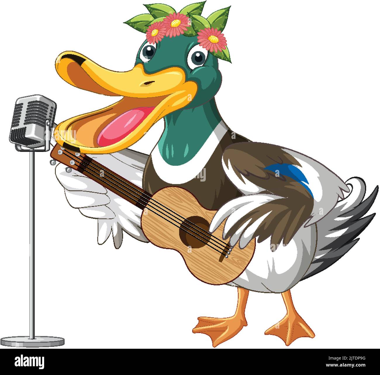 Cartoon duck playing guitar illustration Stock Vector Image & Art - Alamy