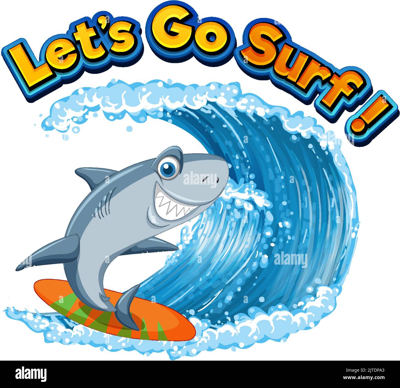 Cute shark cartoon character surfing illustration Stock Vector Image ...