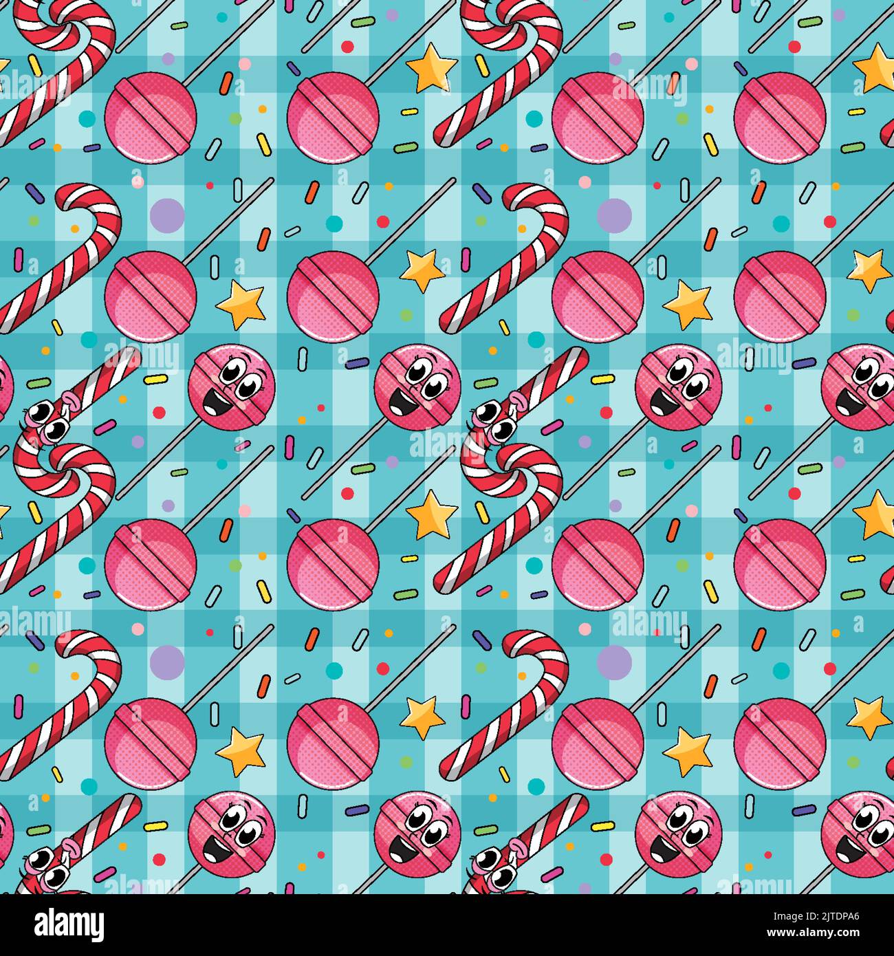 Sweet candy and lollipop seamless pattern illustration Stock Vector ...