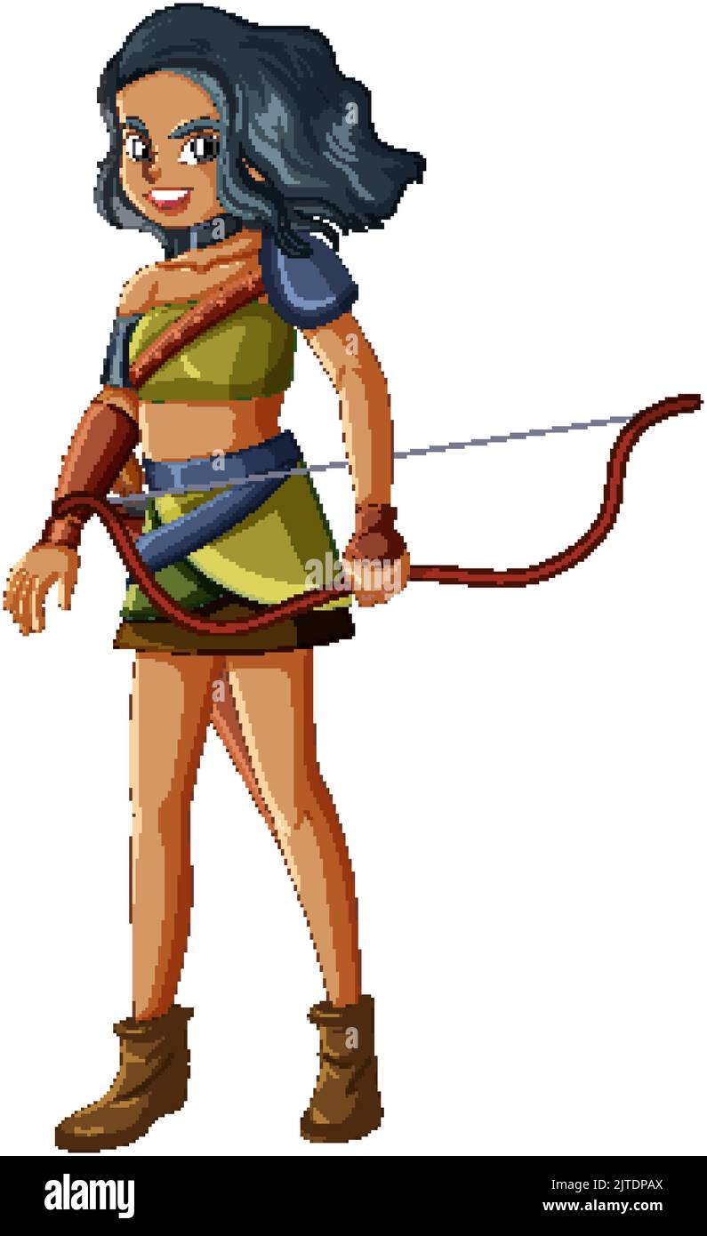 Archer woman cartoon character illustration Stock Vector Image & Art ...