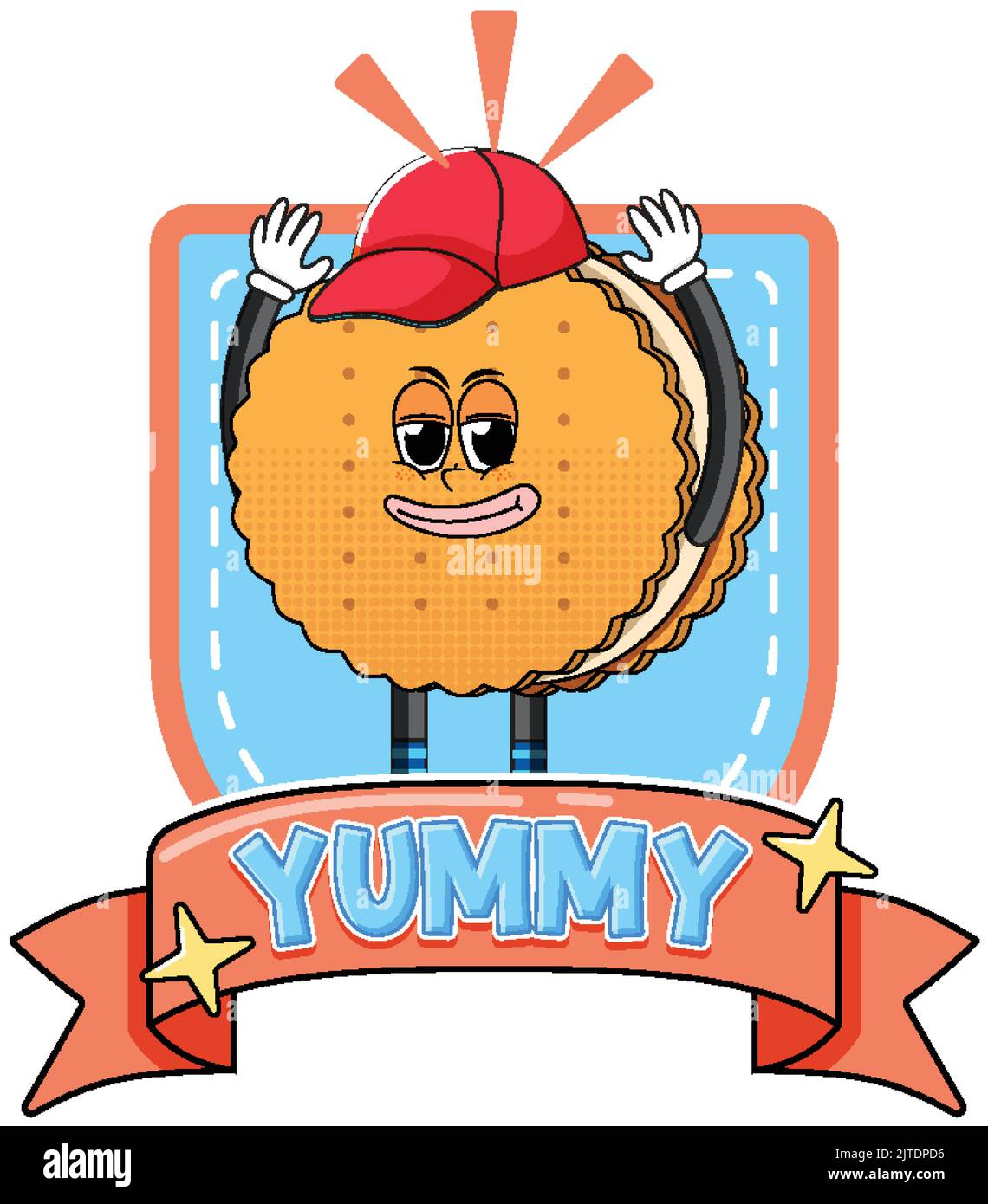 Cookie cartoon character with yummy badge illustration Stock Vector ...