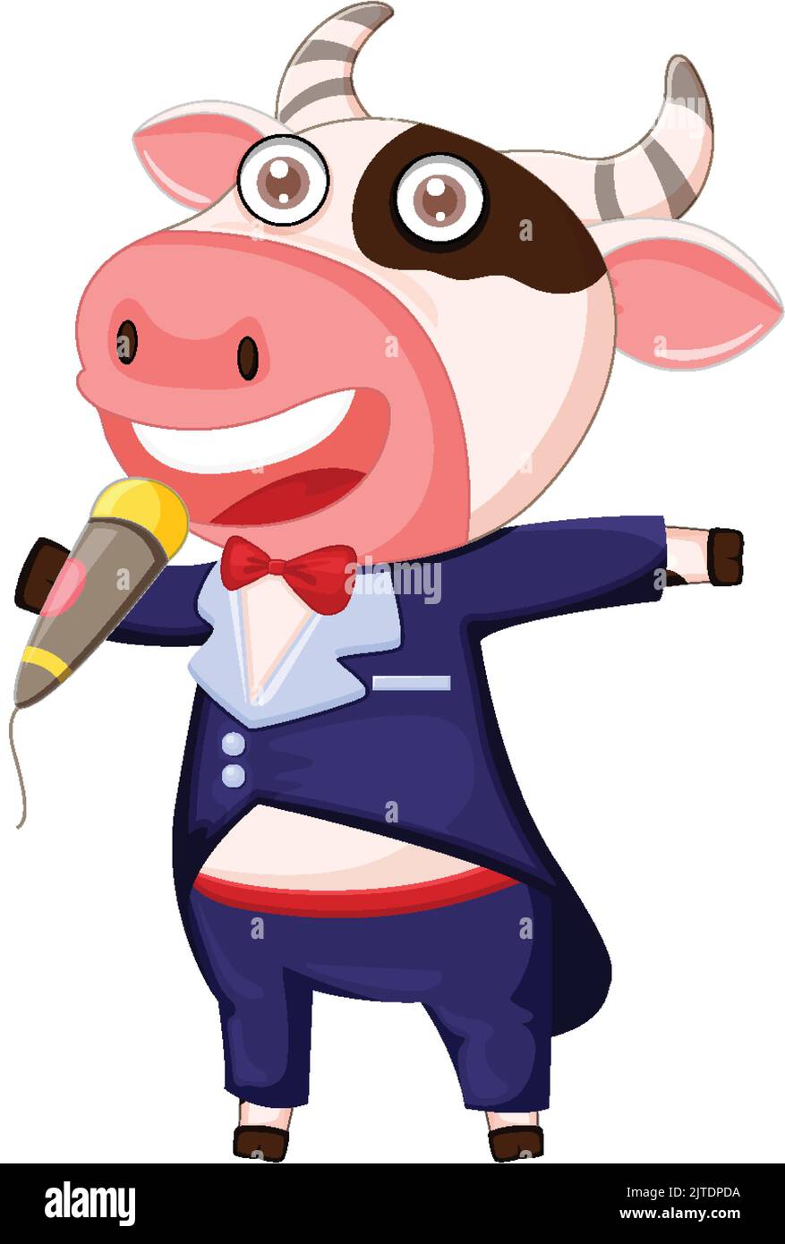 A cow singing cartoon character illustration Stock Vector Image & Art ...