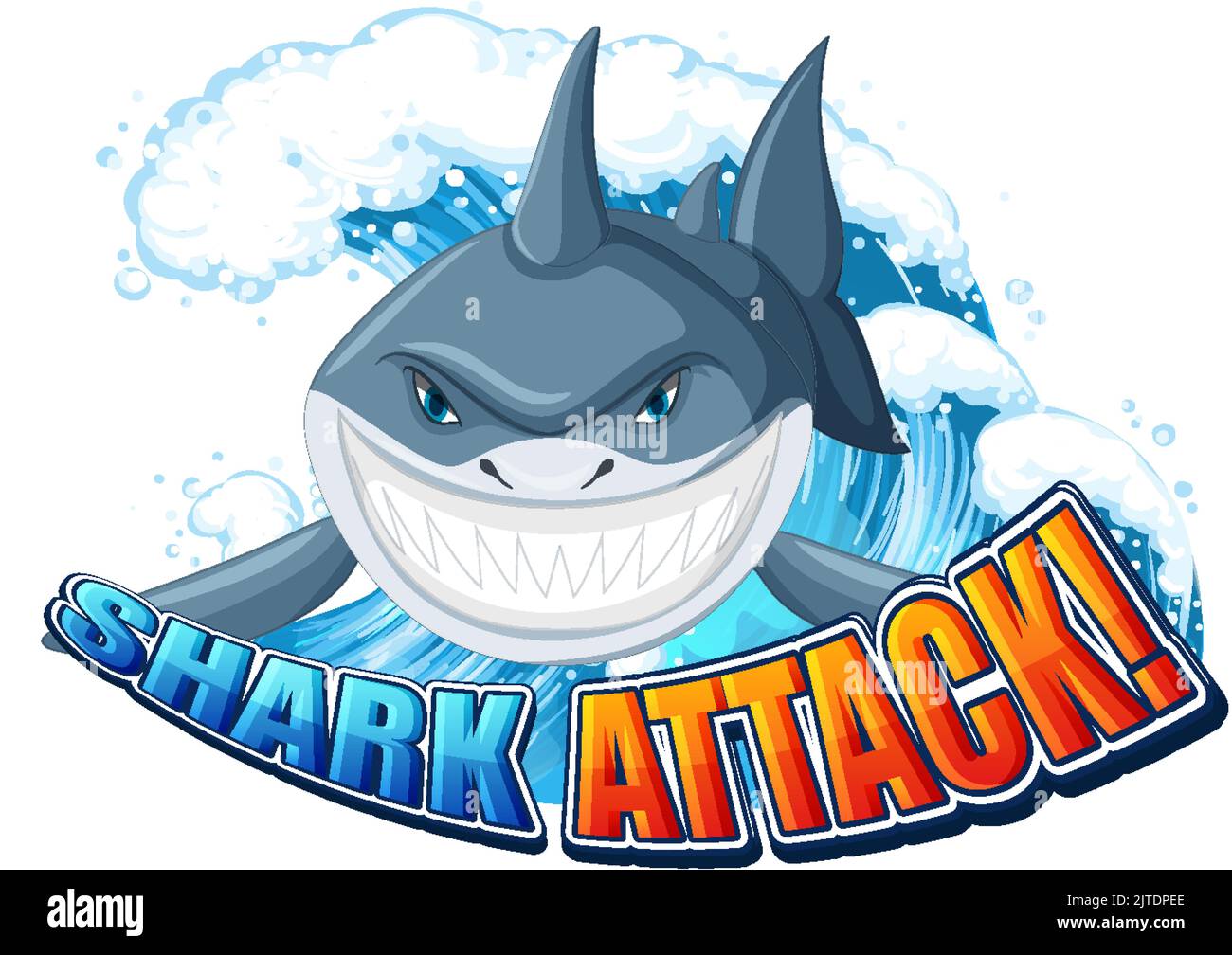 Shark attack icon with shark cartoon character illustration Stock Vector Image & Art - Alamy