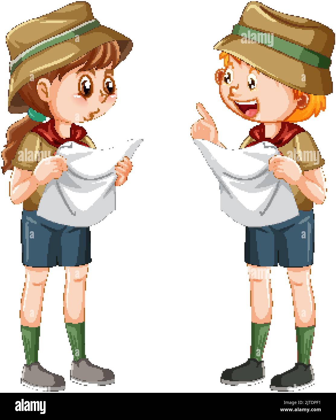 Camping children reading map illustration Stock Vector Image & Art - Alamy