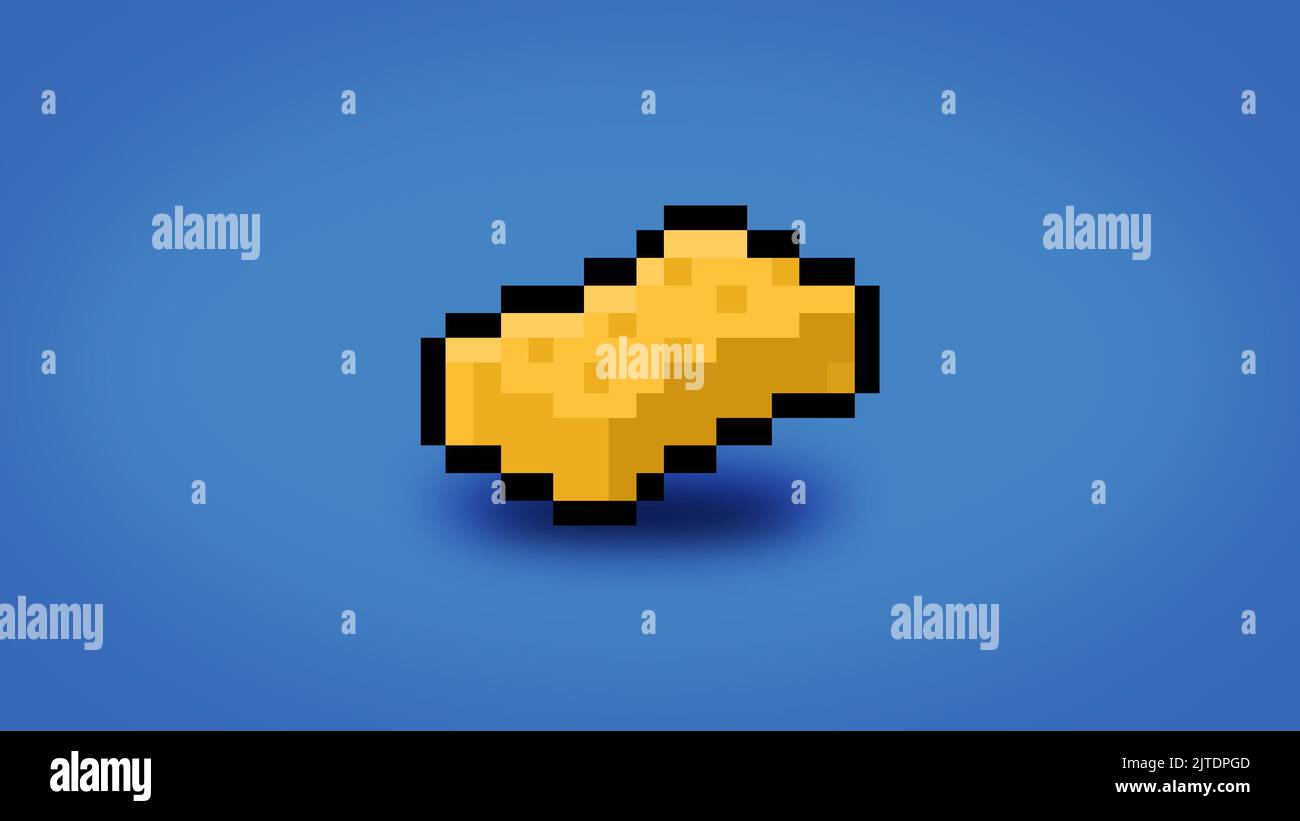Pixel yellow sponge on blue background - high resolution 8 bit ...