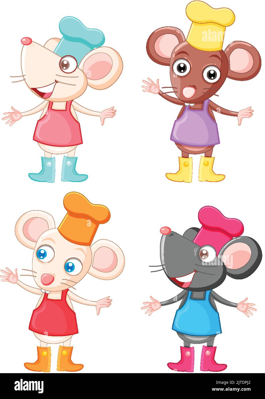 Different chef rat cartoon character set illustration Stock Vector ...