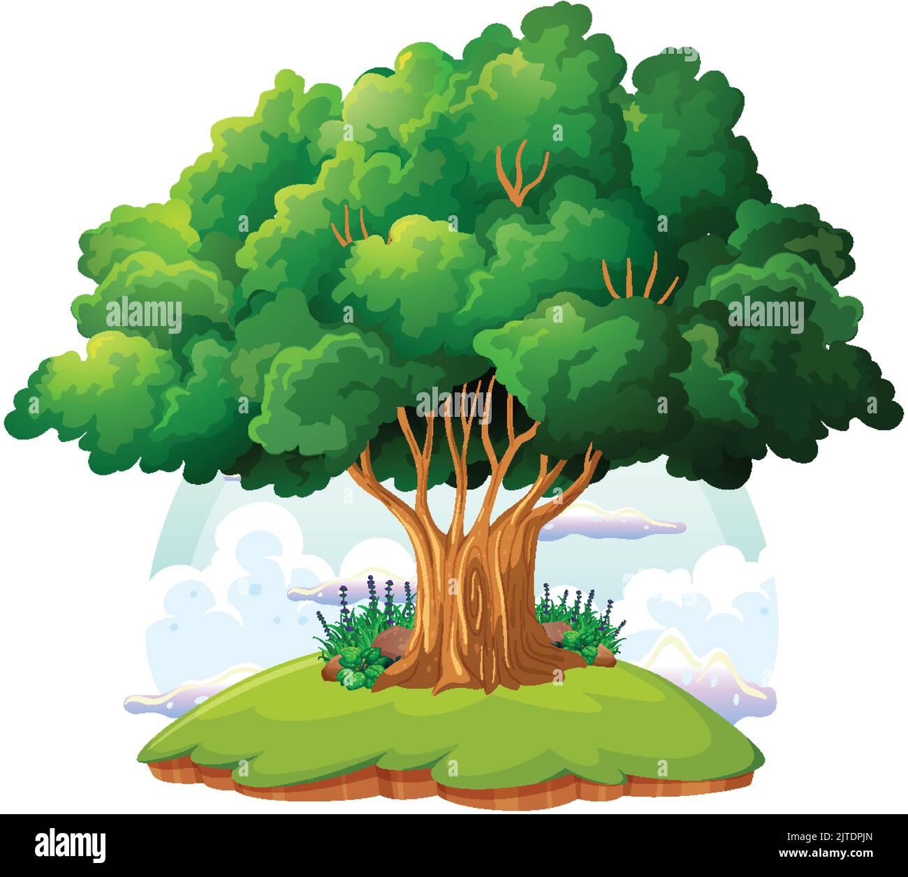 Big tree isolated cartoon illustration Stock Vector Image & Art - Alamy