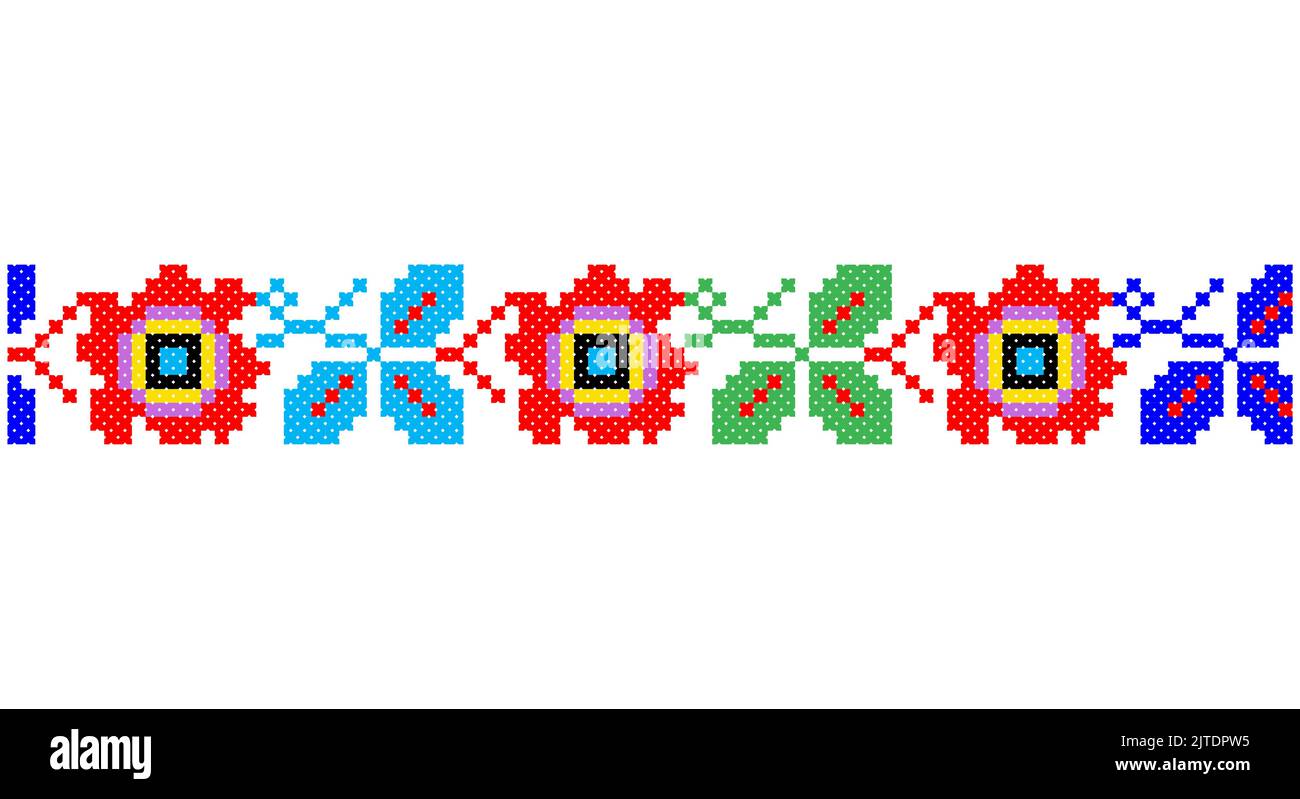 Embroidered good like old handmade cross-stitch ethnic Ukraine pattern ...