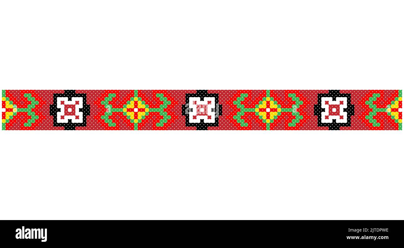 Embroidered good like old handmade cross-stitch ethnic Ukraine pattern ...