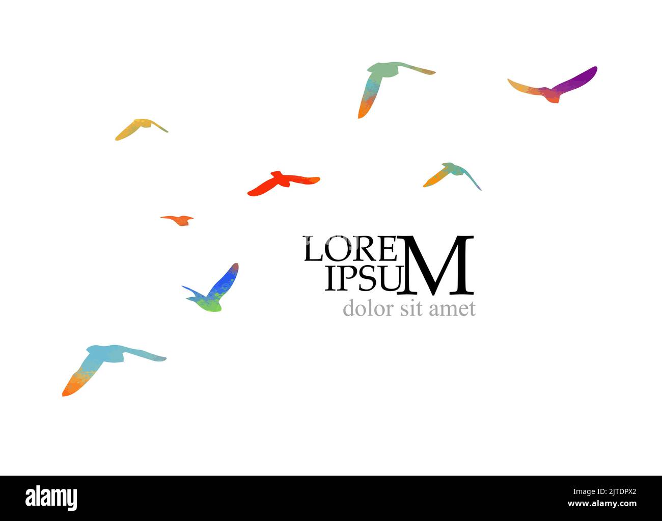 Abstract multicolored flying birds. Mixed media. Vector illustration ...