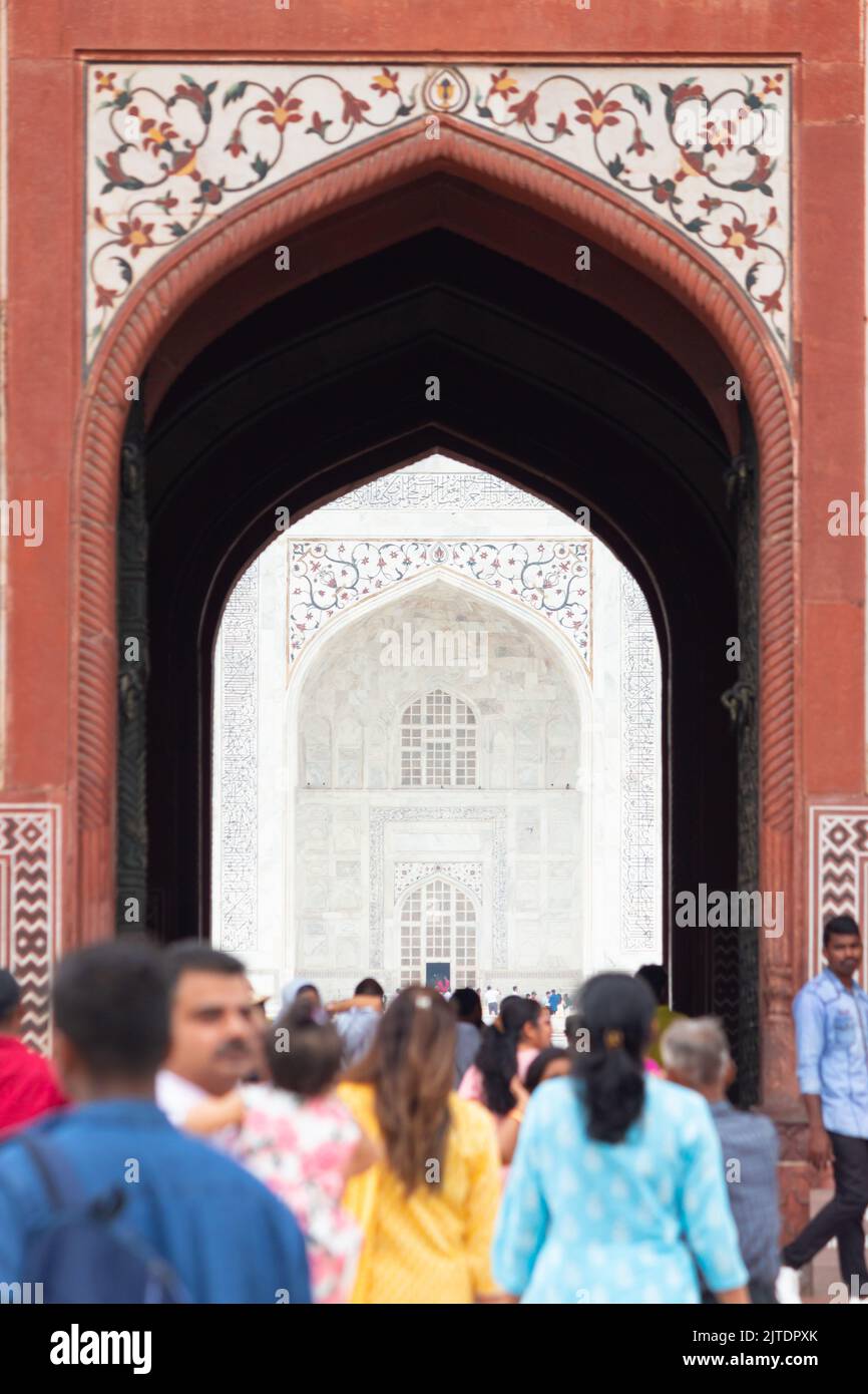 The Entrance of Taj Mahal, Royal Gate, Agra, Uttar Pradesh, India Stock ...