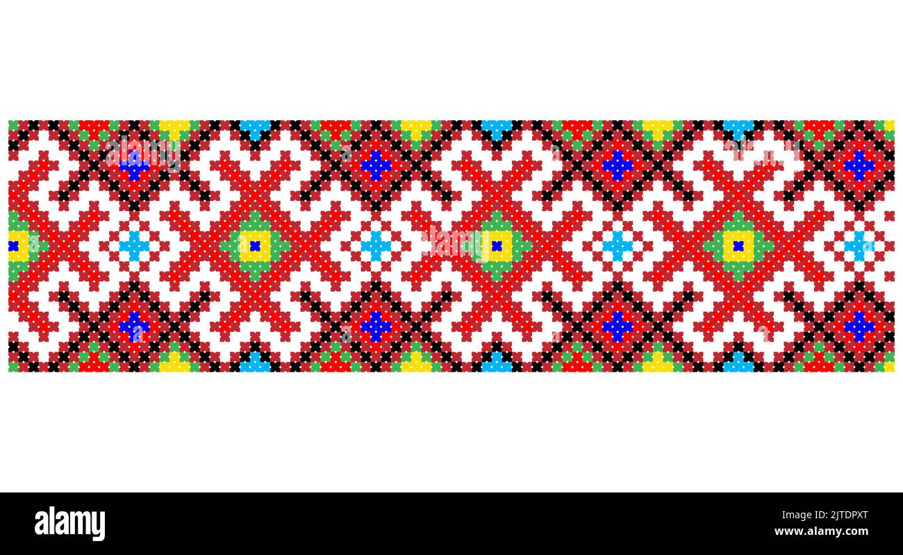 Embroidered good like old handmade cross-stitch ethnic Ukraine pattern ...