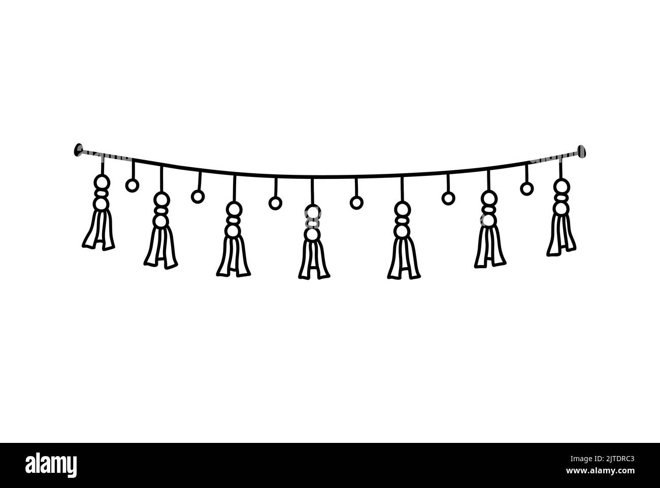 Cute decorative garland with ribbons isolated on white background ...