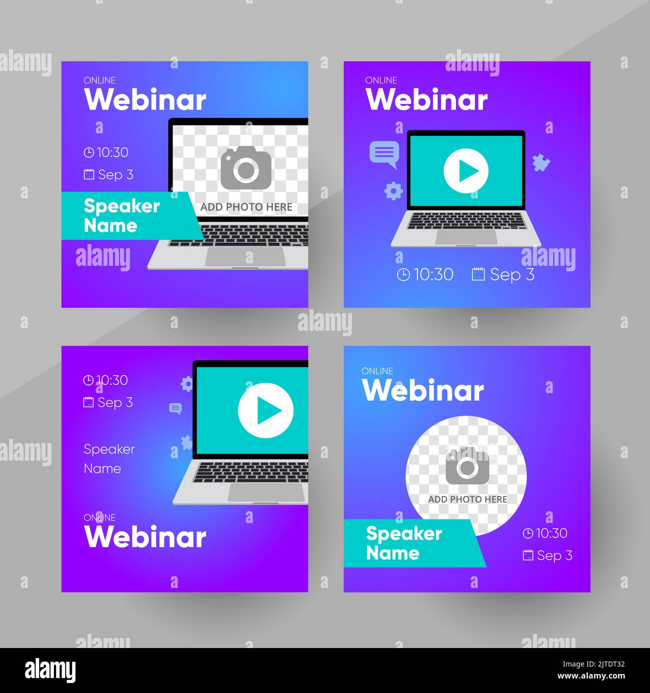 Webinar social media post template. Background and illustration for ...