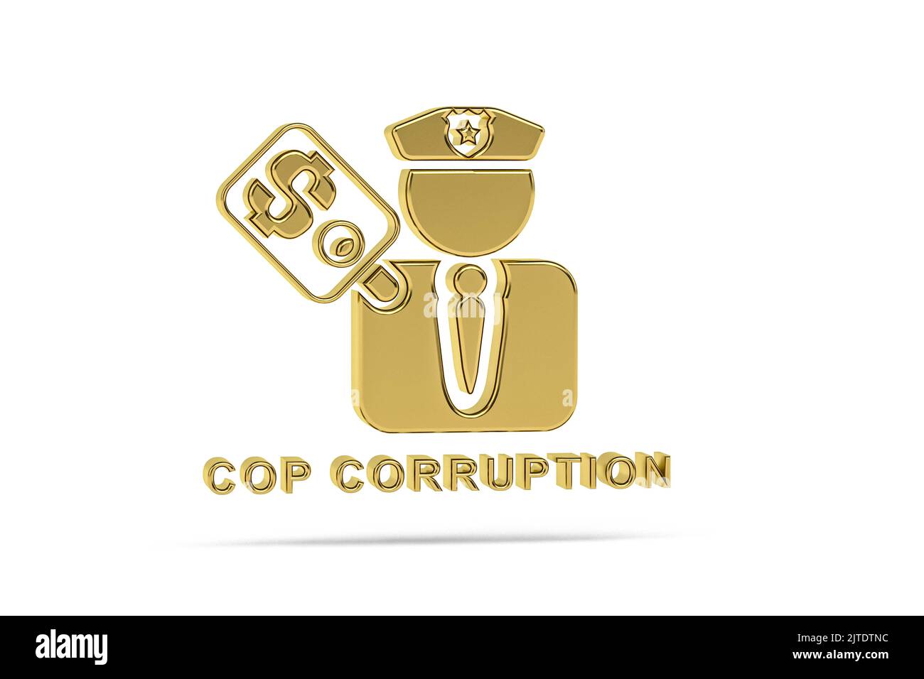 Golden 3d corruption icon isolated on white background - 3d render ...