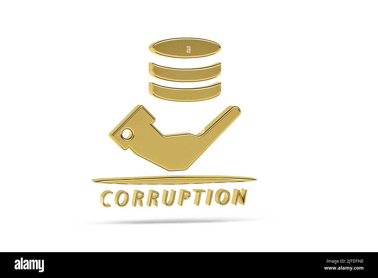 Golden 3d corruption icon isolated on white background - 3d render ...