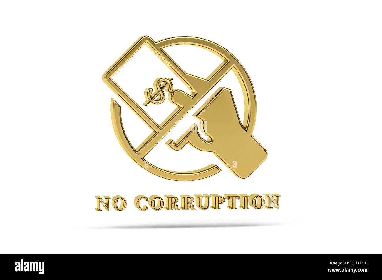 Golden 3d corruption icon isolated on white background - 3d render ...