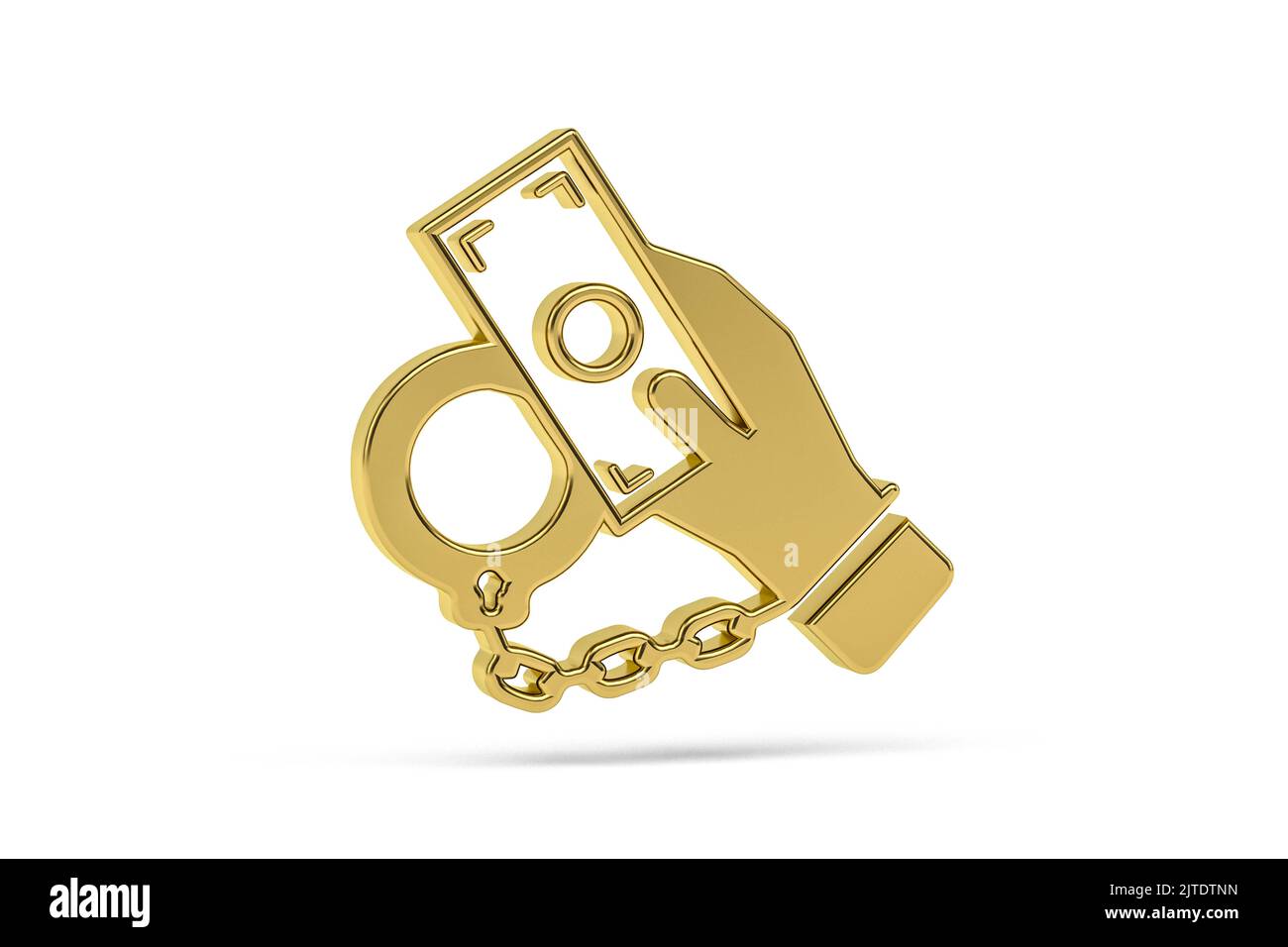 Golden 3d corruption icon isolated on white background - 3d render ...