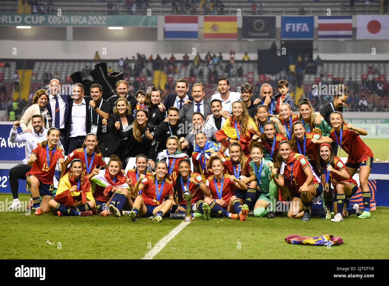 SAN JOSE, Costa Rica: Spain players celebrate with the champion’s ...