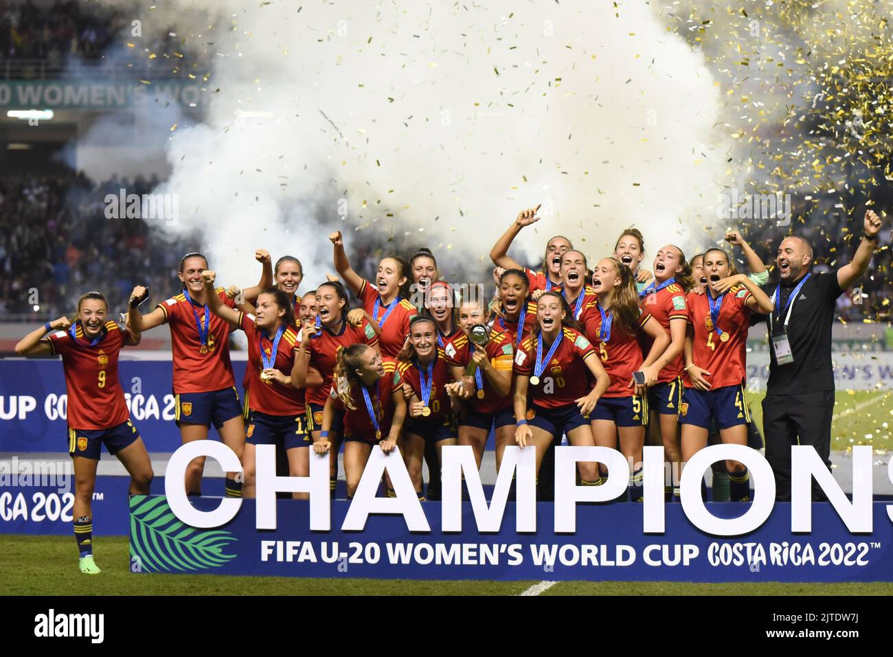 SAN JOSE, Costa Rica: Spain players celebrate with the champion’s ...