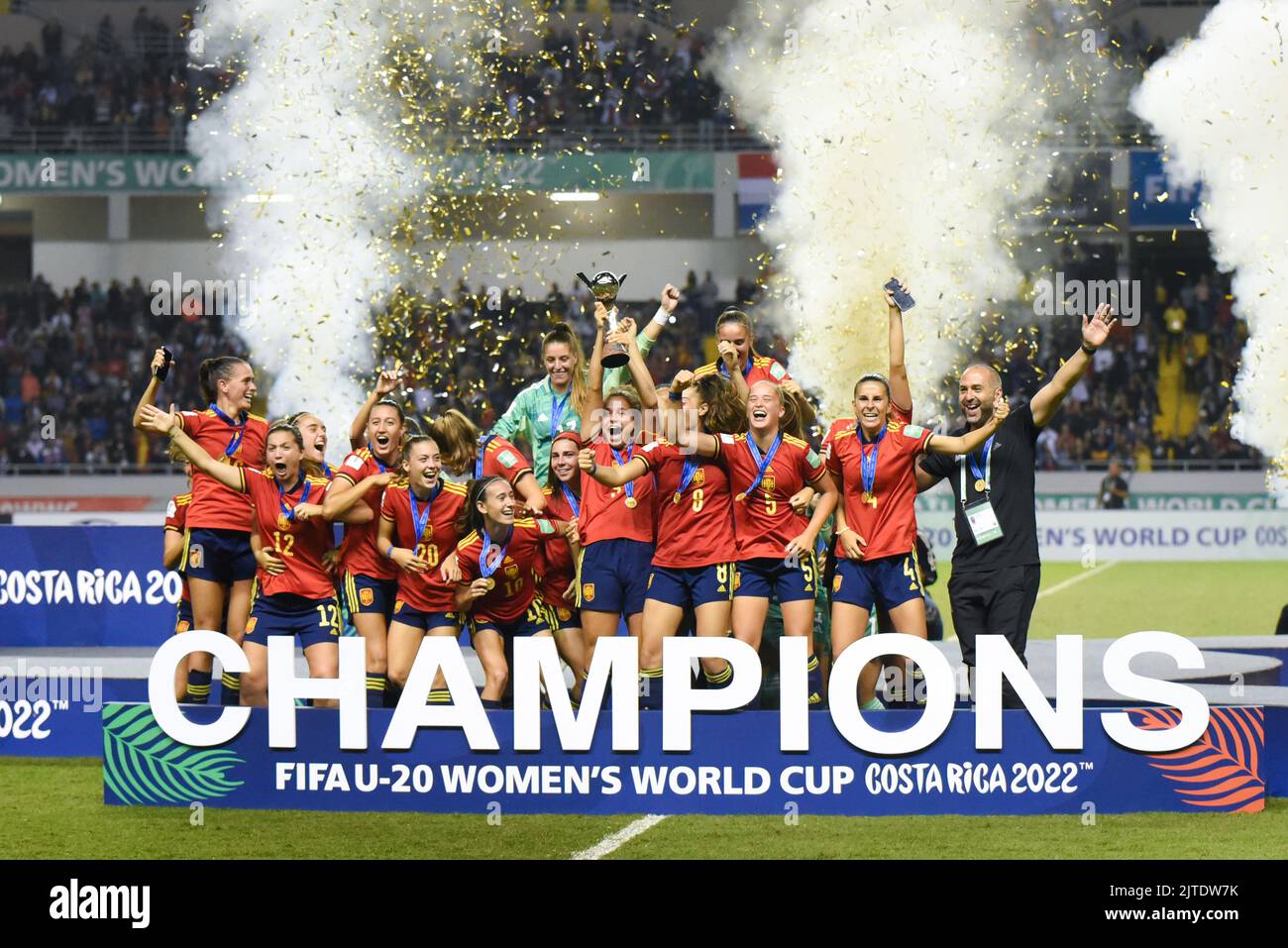 SAN JOSE, Costa Rica: Spain players celebrate with the champion’s ...