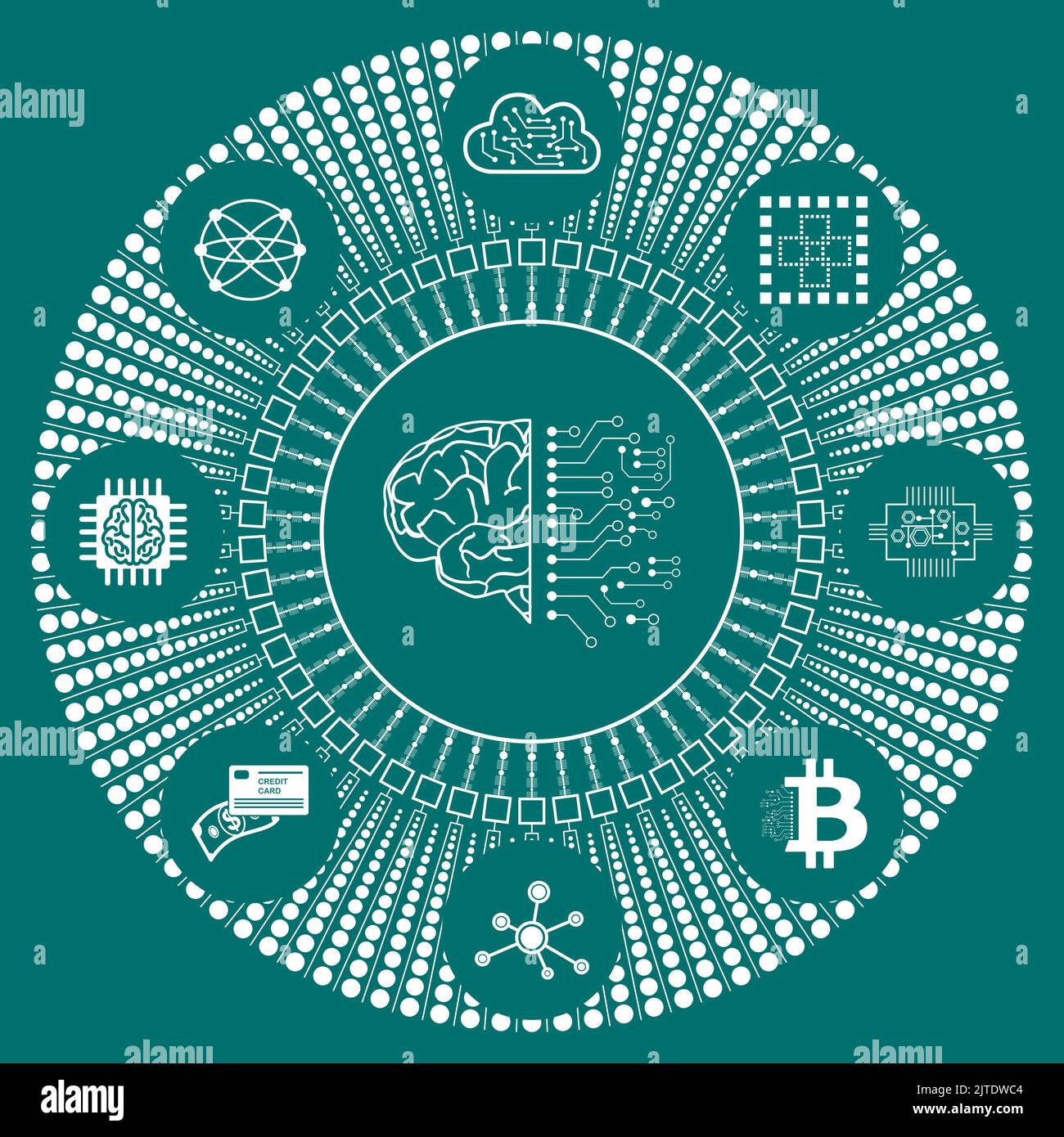Concept of digital disruption with connected icons Stock Photo - Alamy