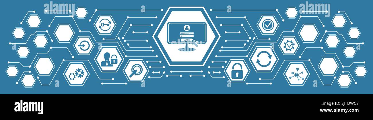 Concept of login with connected icons Stock Photo - Alamy