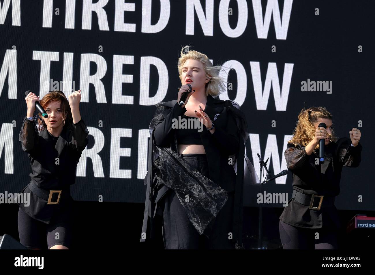 Southsea, UK. 26th Aug, 2022. (L-R) Backing vocalist, dancer and actor ...