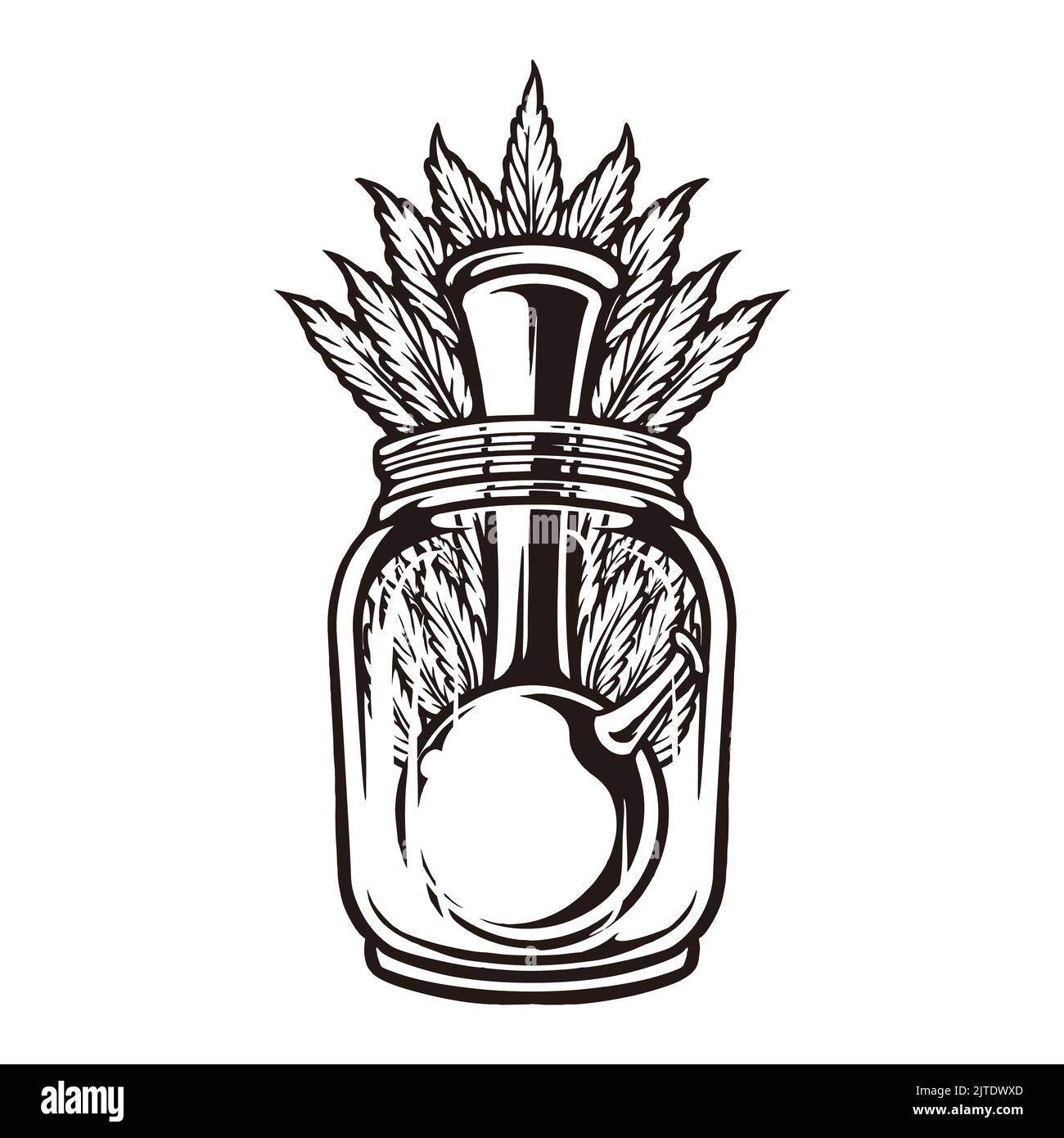 Vector hand drawn cannabis Cut Out Stock Images & Pictures - Alamy