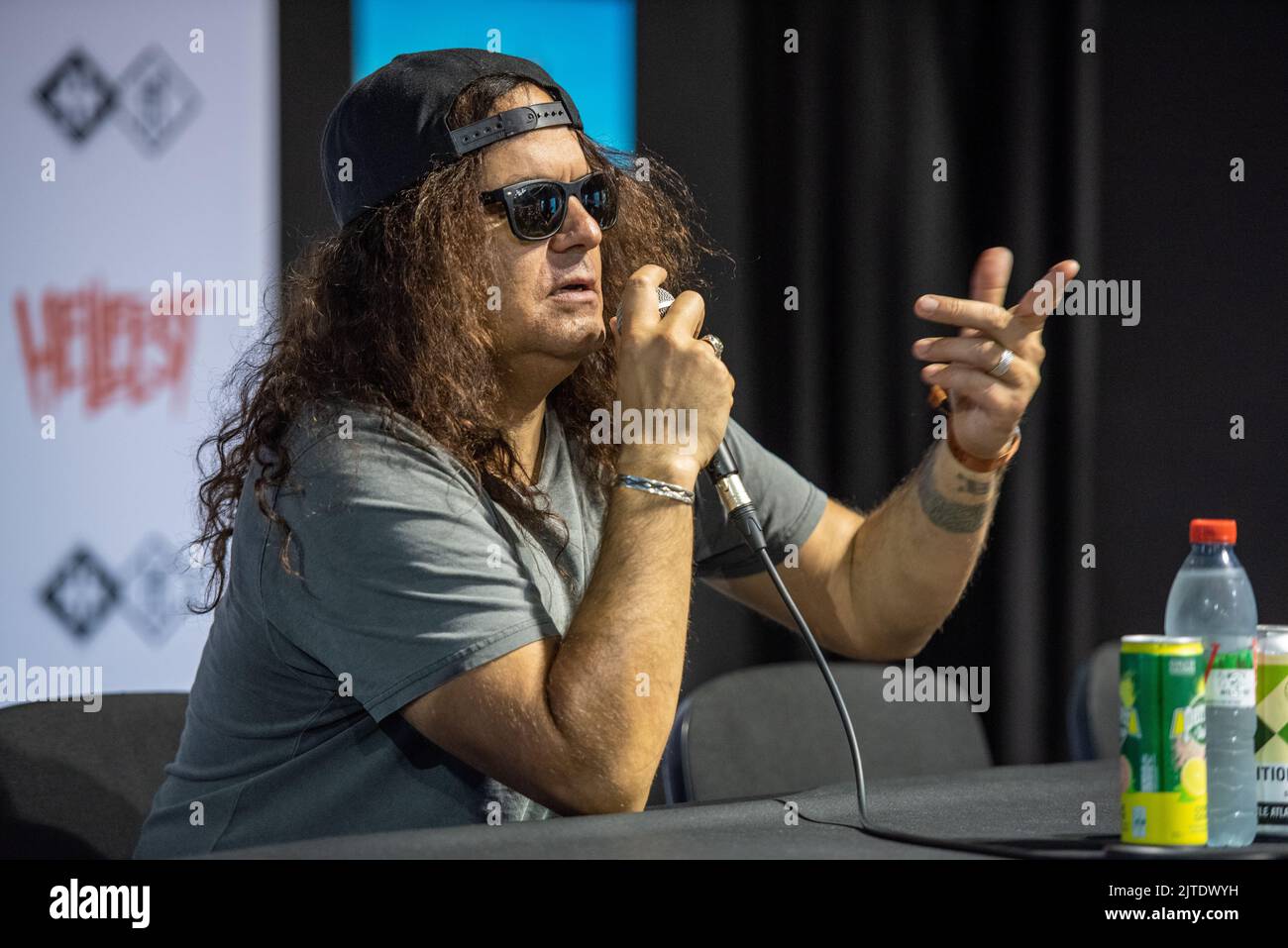 June 24, 2022: Mille Petrozza of Kreator talks to the journalists at a ...