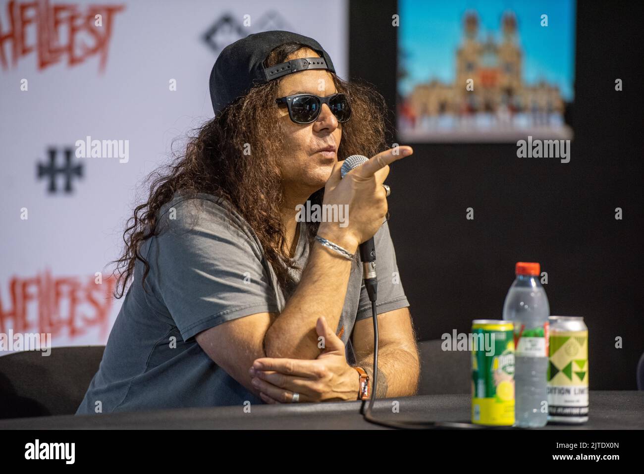 June 24, 2022: Mille Petrozza of Kreator talks to the journalists at a ...