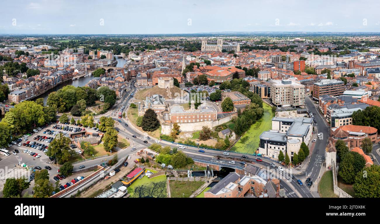 YORK, UK - AUGUST 28, 2022. An aerial landscape view of the historic ...