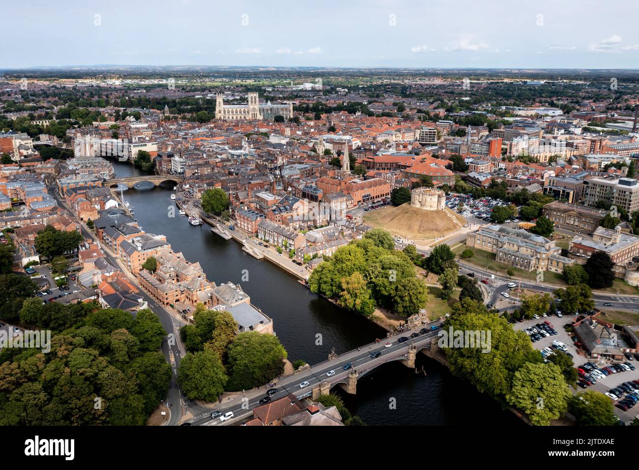 YORK, UK - AUGUST 28, 2022. An aerial panoramic landscape of the River ...