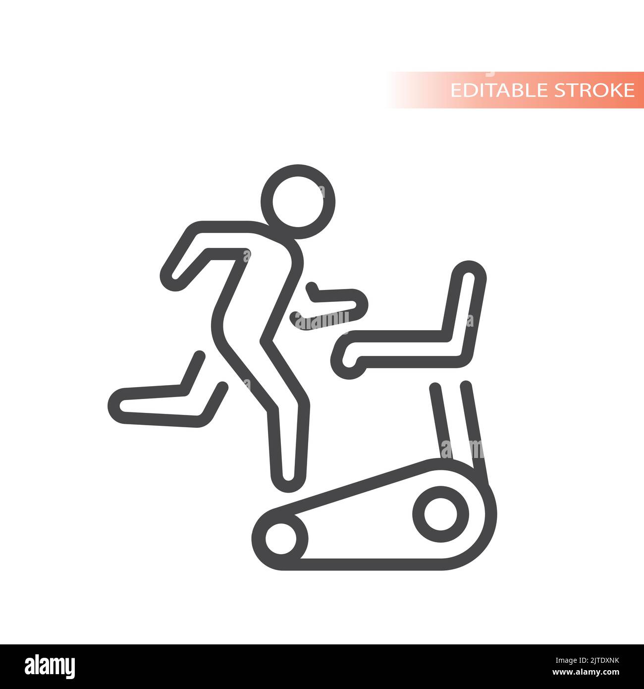 Man running on treadmill line vector icon. Person workout training ...