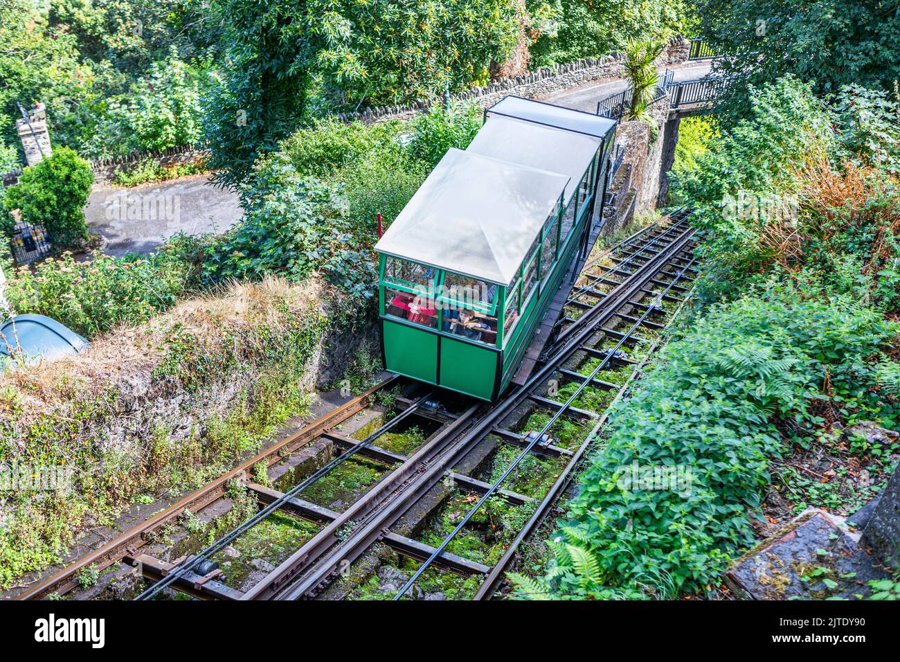 One of the cars on the funicular railway at Lynmouth Stock Photo - Alamy