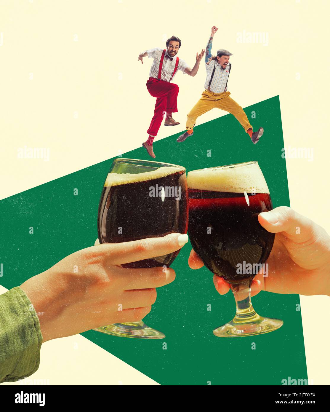 Celebratory toast. Contemporary art collage. Concept of festival ...