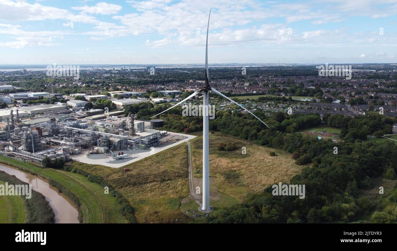 Aerial view of wind turbine fire damage, Cargill, Oak Road, Kingston ...